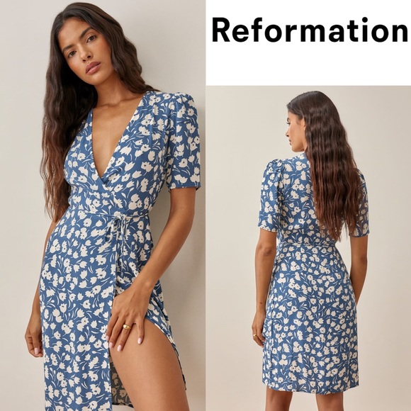 Reformation | Dresses | Reformation Best Seller Laurent Wrap Dress In ...
